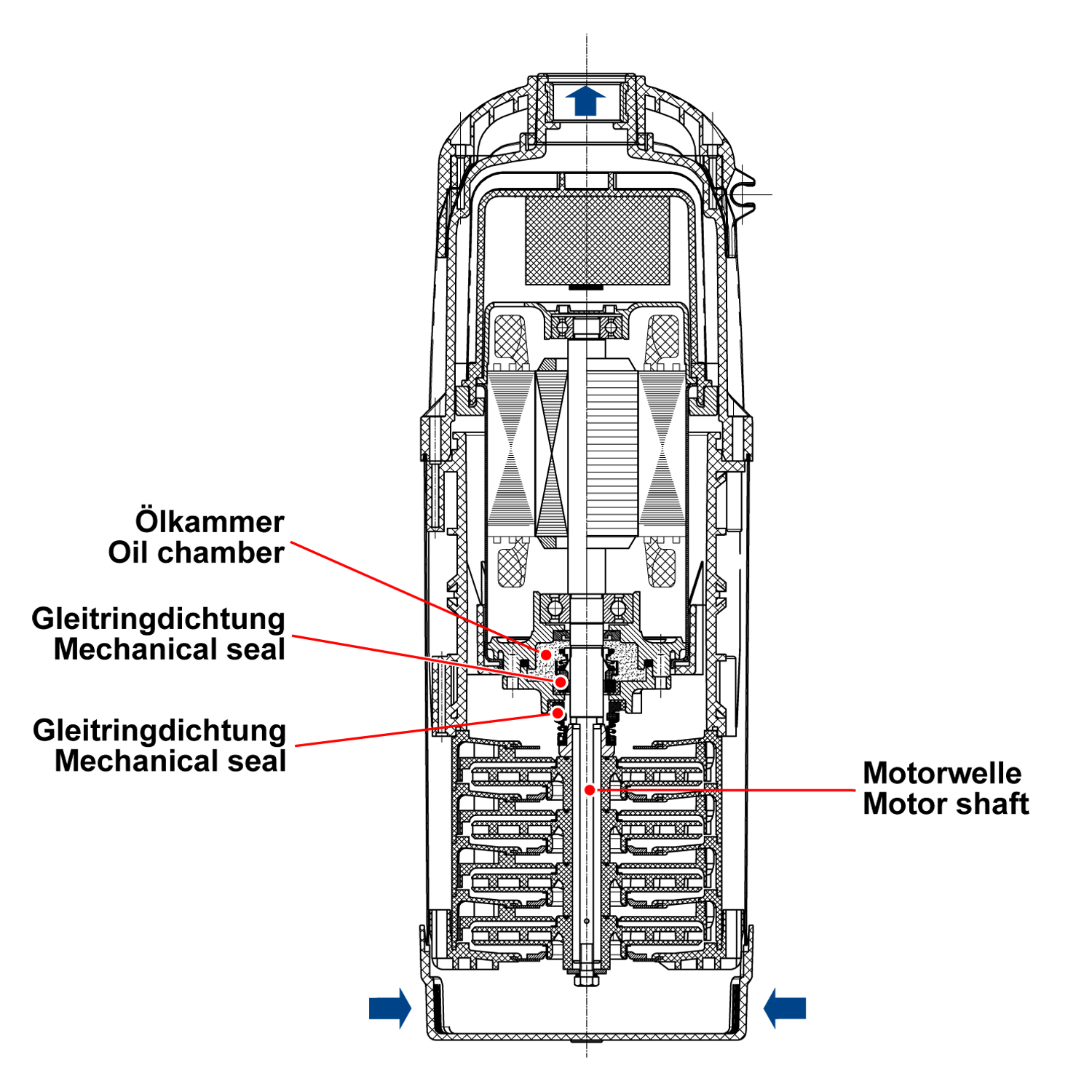 Tauchpumpe REGEN-STAR SUPER 800-3 Saugschlitzen, mit Schwimmerschalter ...
