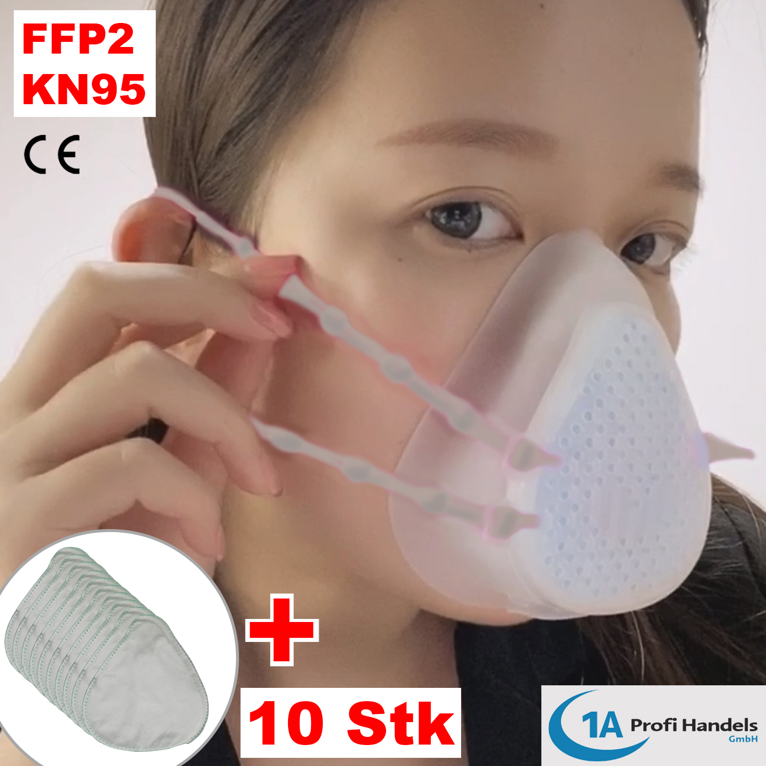 Mehrfach-Maske - klein FFP2/KN 95 aus Silikon mit austauschbarem 5-fach Filter, ohne Ventil und ...